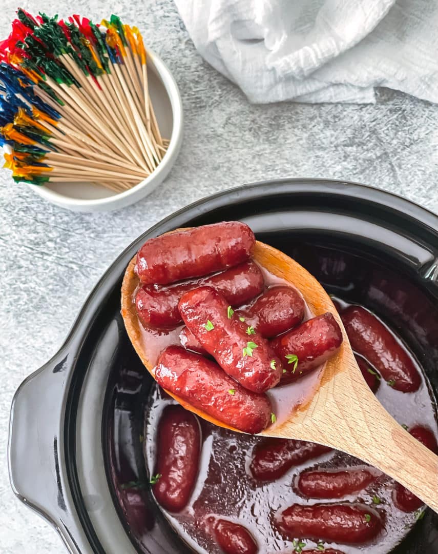 Little Smokies In Grape Jelly (Stovetop or Slow Cooker)